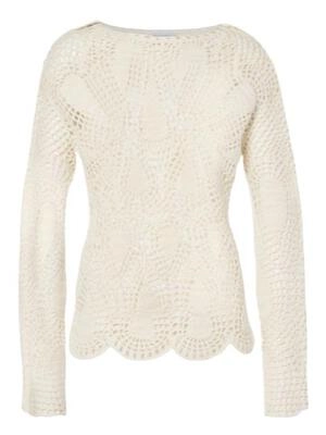 Gabriela Hearst Caps Crochet Wool And Cashmere Top - White