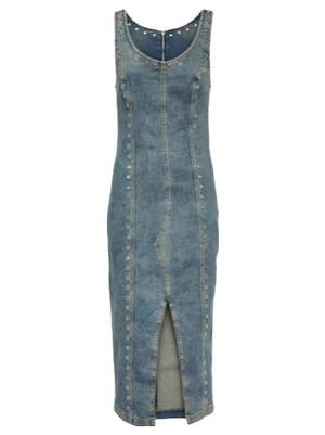 Blumarine Embellished Denim Midi Dress - Blue