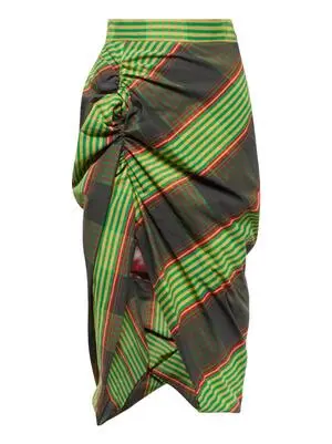 VIVIENNE WESTWOOD Checkered Cotton And Linen Blend Midi Skirt - Green