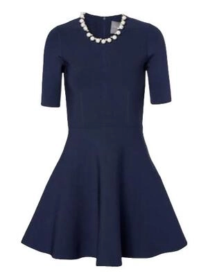 Monique Lhuillier Embellished Crew Neck Mini Dress - Black