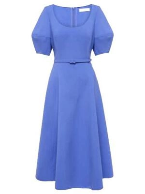 OSCAR DE LA RENTA Oscar De La Renta Puff-Sleeve Wool-Blend Midi Dress