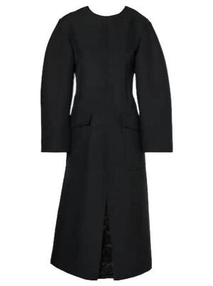 Co Name' Long Sleeve Crew Neck Dress With Front Vent - Black