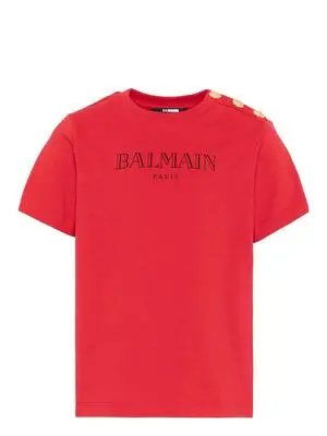 Balmain Balmain Logo Detail Short Sleeve T-Shirt Red