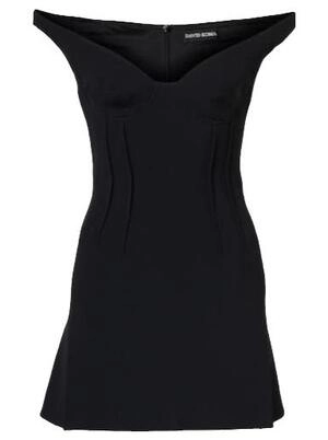 David Koma Off-shoulder Mini Dress With Zippered Back And Side Slits - Black