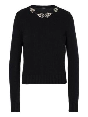 Giambattista Valli Embellished Crew Neck Knit Sweater - Black