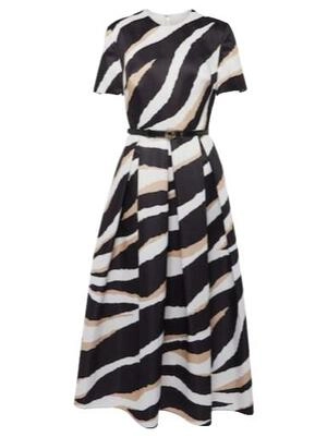 Elie Saab Printed Silk-blend Midi Dress - Black