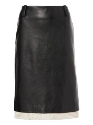 Magda Butrym Crochet-trimmed Leather Midi Skirt - Black