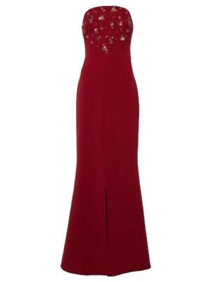 SAFIYAA LONDON Embellished Strapless Gown - Red