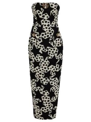 AREA Crystal-embellished Jacquard Maxi Dress With Star Print - Black
