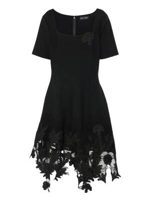Oscar De La Renta Lace-trimmed Knitted Minidress - Black