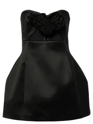 Magda Butrym Bustier Minidress With Floral Appliqu - Black