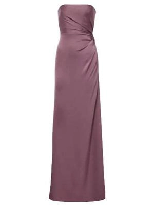 Alex Perry Strapless Satin Crepe Gown With Draping And Slit - Purple