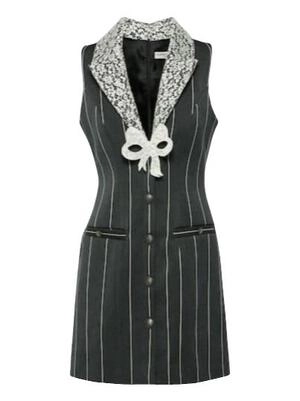 Alessandra Rich Pinstripe Wool-blend Minidress - Black
