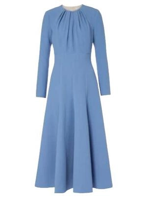 EMILIA WICKSTEAD Emilia Wickstead Belgium Pleated Midi Dress Blue