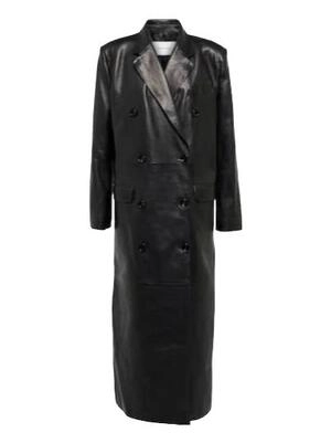 Magda Butrym Double-breasted Leather Coat - Black