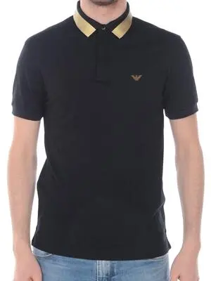 Emporio Armani Logo Slim Polo Shirt - Black