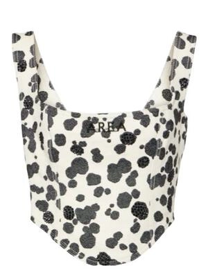 AREA Denim Corset With Logo Detail - White