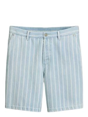Dior Striped Denim Shorts With Cd Engraved Buckle - Blue