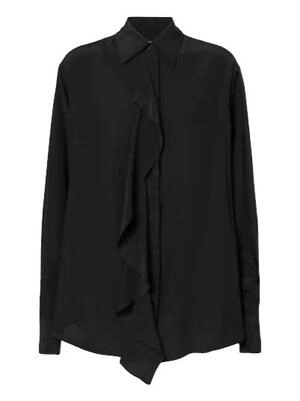 Victoria Beckham Ruffled Silk Blouse - Black