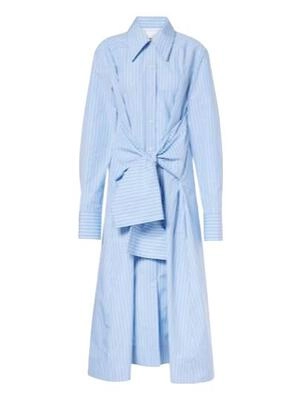 JIL SANDER Striped Cotton Shirt Dress - Blue