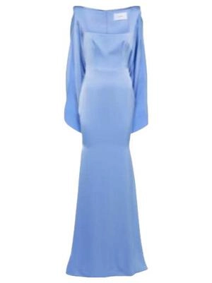 Alex Perry Shawl-style Crepe Gown With Draping - Blue