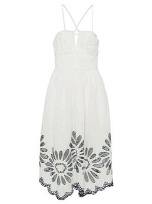 Ulla Johnson Halterneck Midi Dress With Embroidered Detail - White
