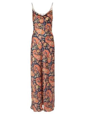 Rabanne Sleeveless Paisley Maxi Dress With Chain Details - Multicolor