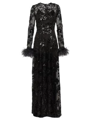 Erdem Malvina Embellished Silk Gown - Black