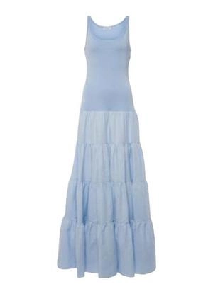 Gabriela Hearst Pozas Tiered Linen Maxi Dress - Blue