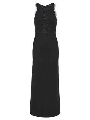 Giambattista Valli Round Neck Lace Trim Midi Dress - Black
