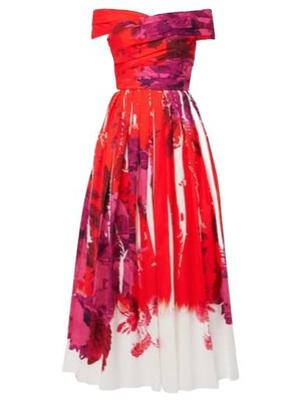Erdem Off-the-shoulder Printed Maxi Dress - Red