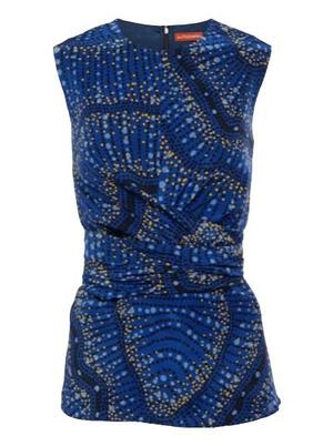 Altuzarra Pleated Silk Top With Back Zipper - Blue