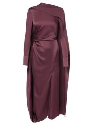 Erdem Draped Satin Midi Dress - Red
