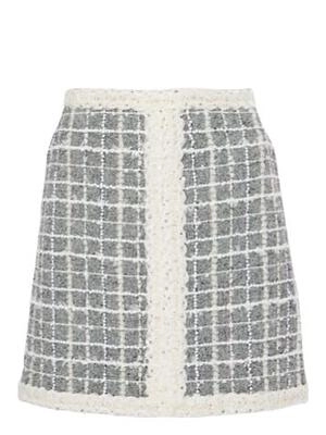 Giambattista Valli Checked Wool-blend Bouclé Miniskirt - Gray