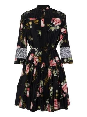 Erdem Floral Silk Crêpe De Chine Minidress - Black