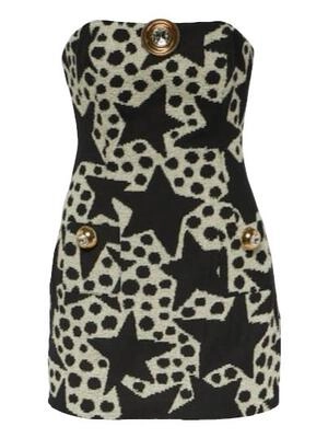 AREA Jacquard Strapless Cotton-blend Minidress - Black