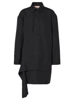 Plan C Asymmetrical Hem Wool-blend Minidress - Black