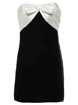 Alessandra Rich Strapless Velvet Mini Dress With Bow Detail - Black
