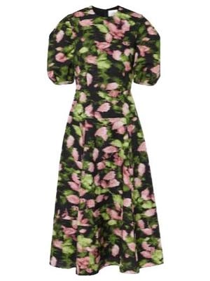 Erdem Erdem Floral Matelassé Midi Dress Black