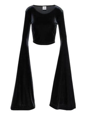 Vetements Velvet Crop Top With Flared Sleeves - Black