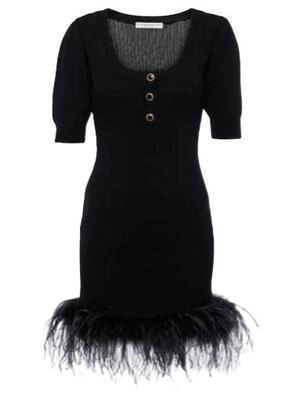 ALESSANDRA RICH Alessandra Rich Feather-Trimmed Wool Minidress