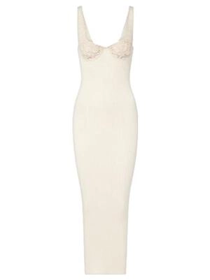 Magda Butrym Ribbed-knit Cotton Midi Dress - White