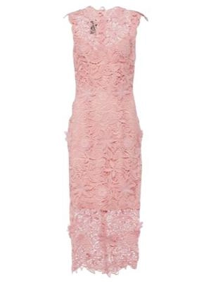 Monique Lhuillier Floral Lace Guipure Midi Dress - Pink