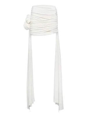 Magda Butrym Asymmetrical Hem Mini Skirt With Rose Embellishment - White