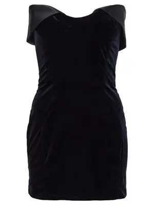 MUGLER Velvet Trim Sleeveless Mini Dress - Black