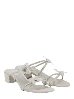 Rene Caovilla Caterina Embellished Block Heel Sandals - Gray