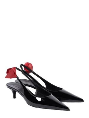 Magda Butrym Floral-appliqué Leather Slingback Pumps - Black