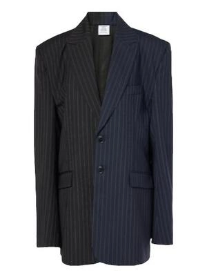 Vetements Single-breasted Pinstripe Wool Blazer - Black