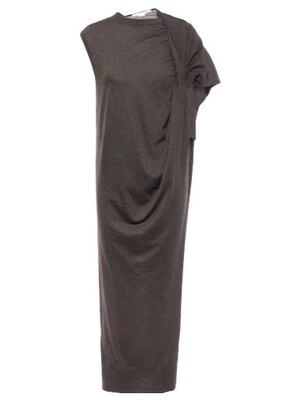 Stella McCartney Draped Wool Maxi Dress - Black
