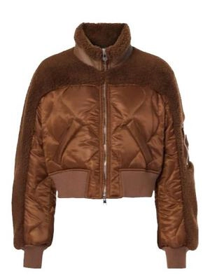 BLANCHA Quilted Shearling Bomber Jacket - Brown